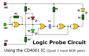 Logic probe circuit using CD4001 IC - Electronics Area